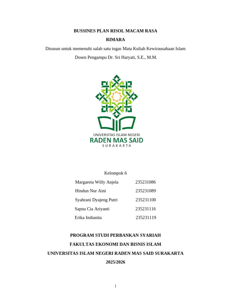 Rencana Bisnis Risol Macam Rasa | PDF