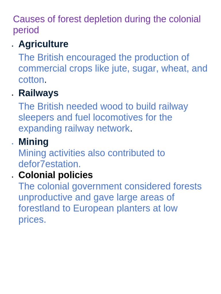 India - Forestry in Colonial System - Class 9 Project | PDF