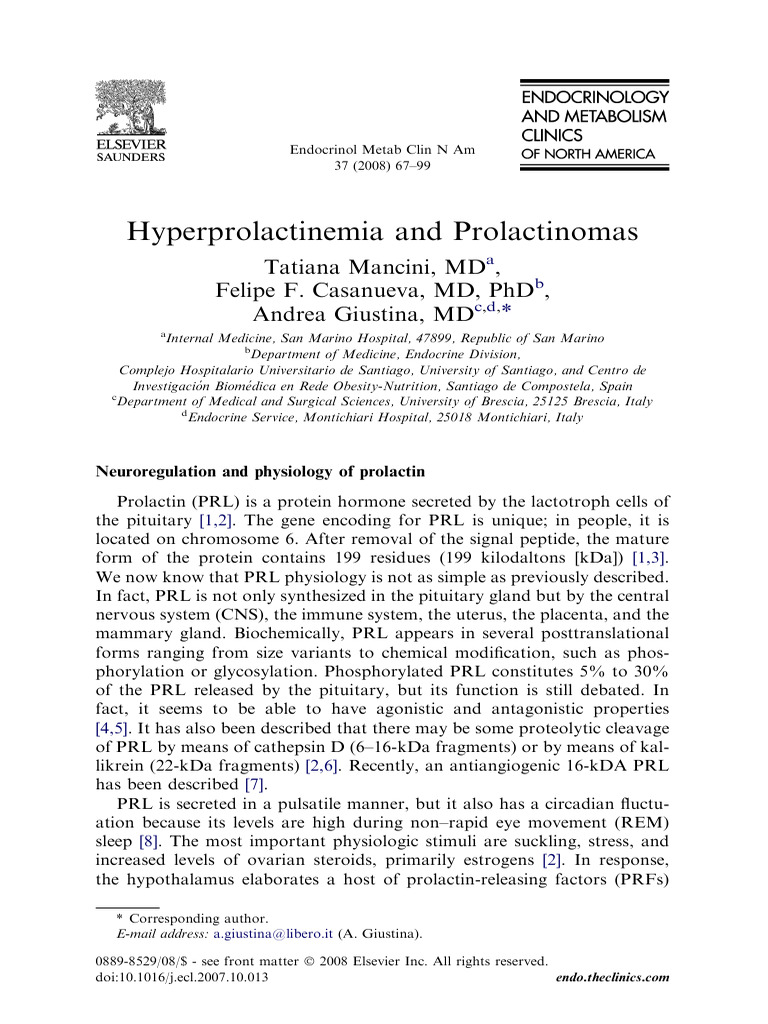 Hyperprolactinemia and Prolactinomas | PDF | Hypothalamus | Medical Specialties
