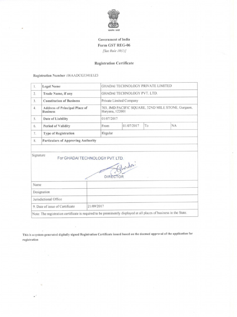 GTPL GST Certificate Signed | PDF