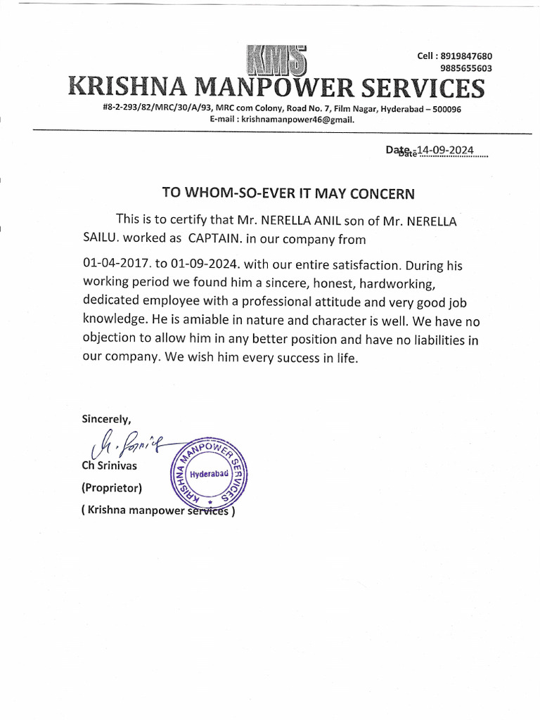 Work Experience Letter | PDF