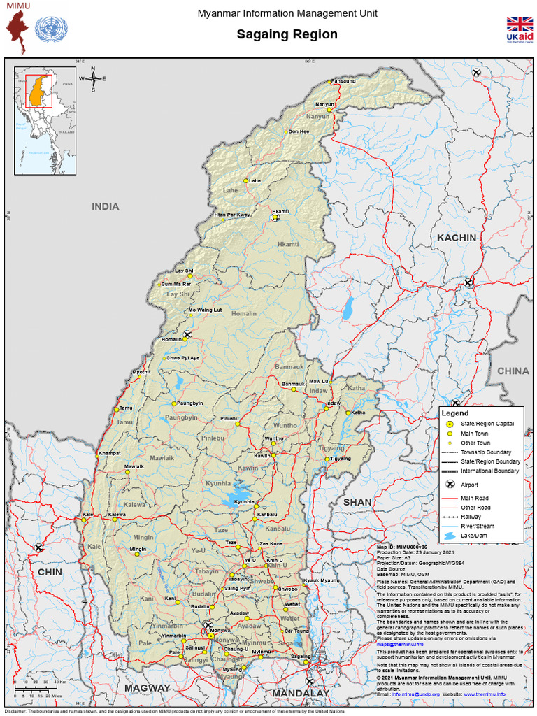 Region Map TSP Sagaing MIMU696v05 29jan21 ENG A3 | PDF
