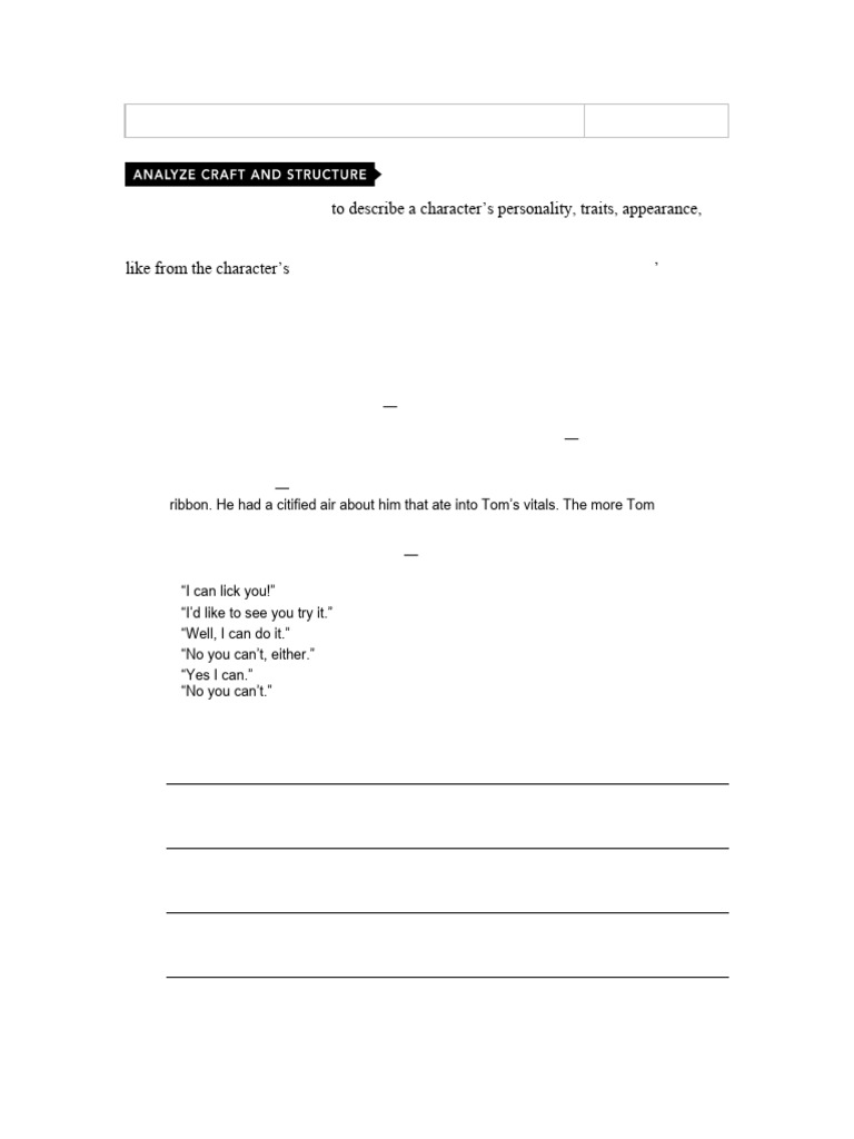 Analyze Craft and Structure - Characterization (RP) PDF | PDF | Arthur ...