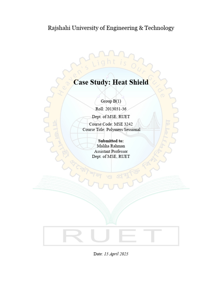 Case Study- Heat Shield, Group B(1) | PDF | Heat Transfer | Composite Material