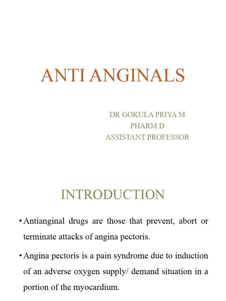 Overview of Antianginal Drugs | PDF