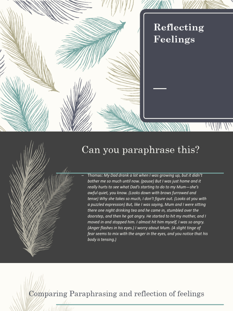 Reflecting Feelings 2.Pptx | PDF | Emotions | Nonverbal Communication