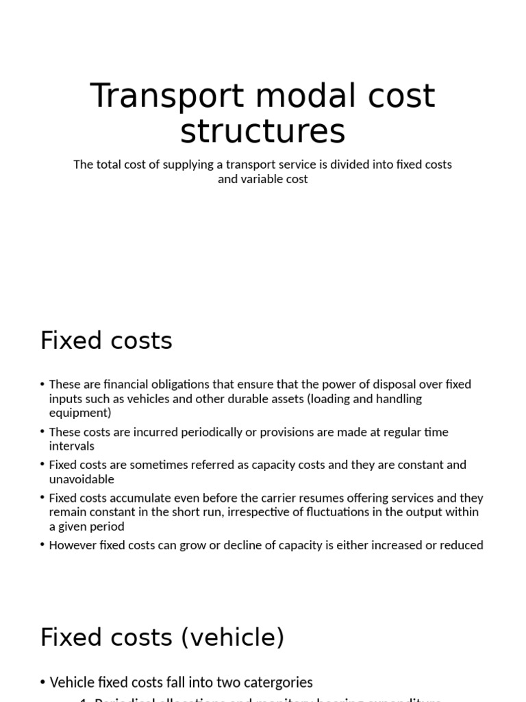 Transport Modal Cost Structures | PDF | Transport | Port