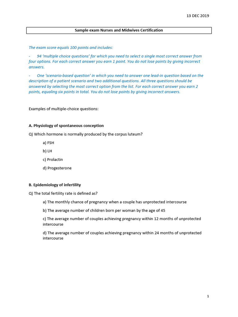 Nurses and Midwives Certification Exam Guide | PDF | Medical ...