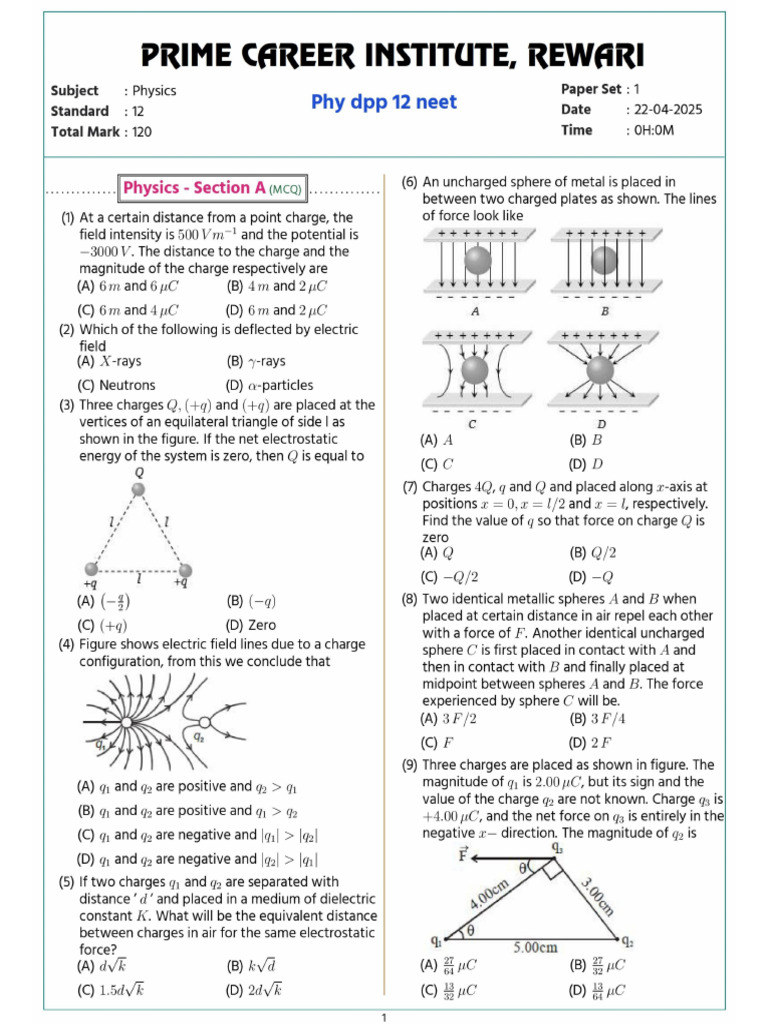 Phy DPP 12 Neet | PDF