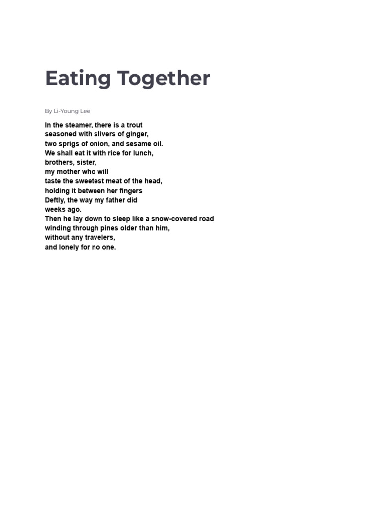Li-Young Lee's "Eating Together" Analysis | PDF