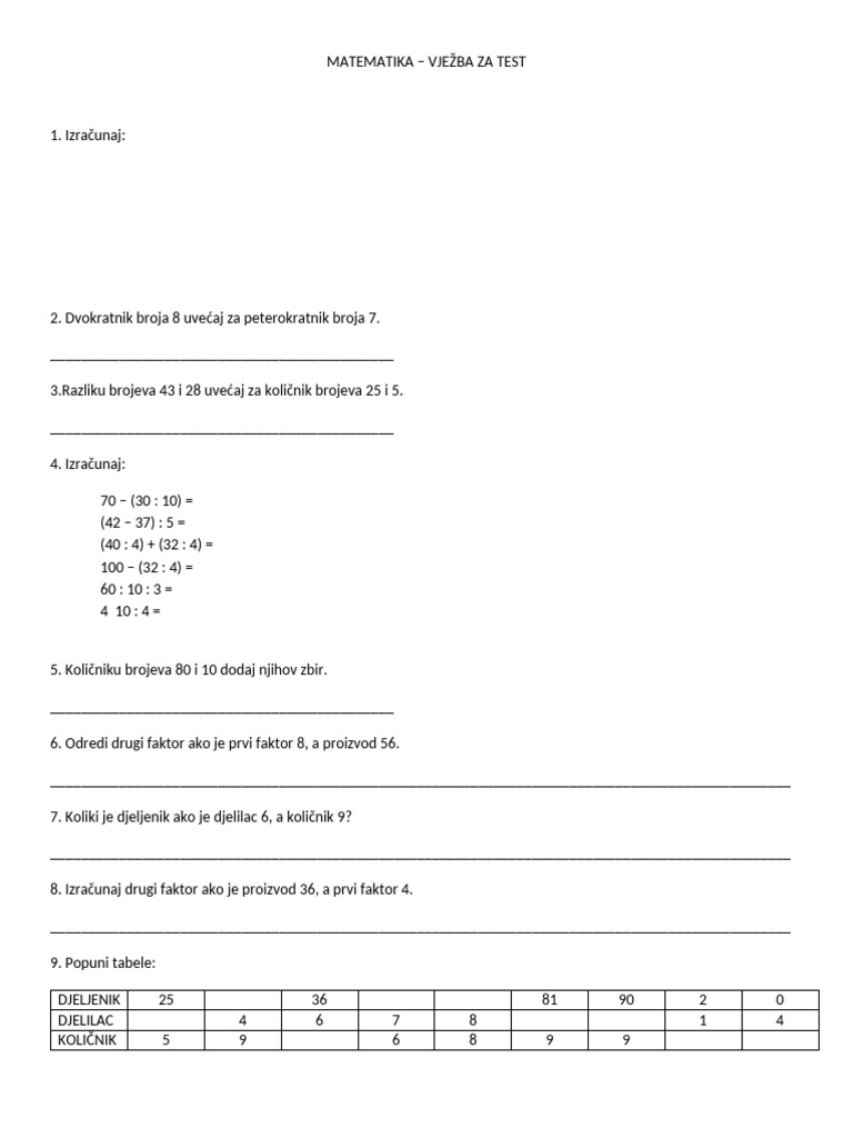 MATEMATIKA Test | PDF