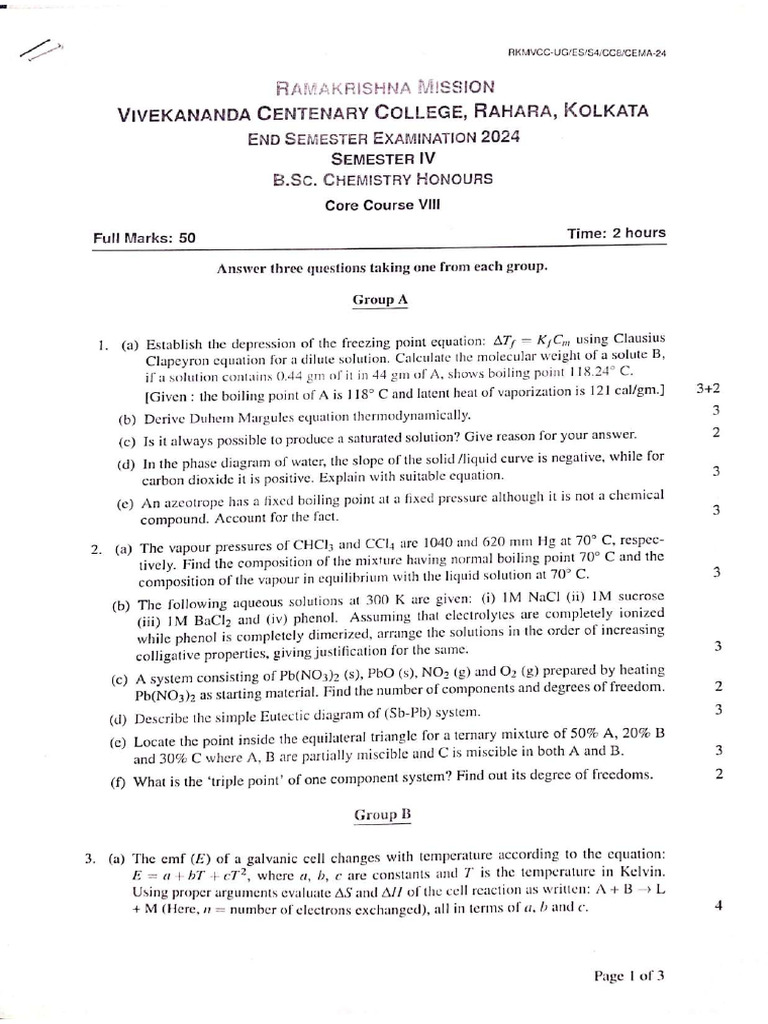 END SEM-IV PHYSICAL PYQ | PDF