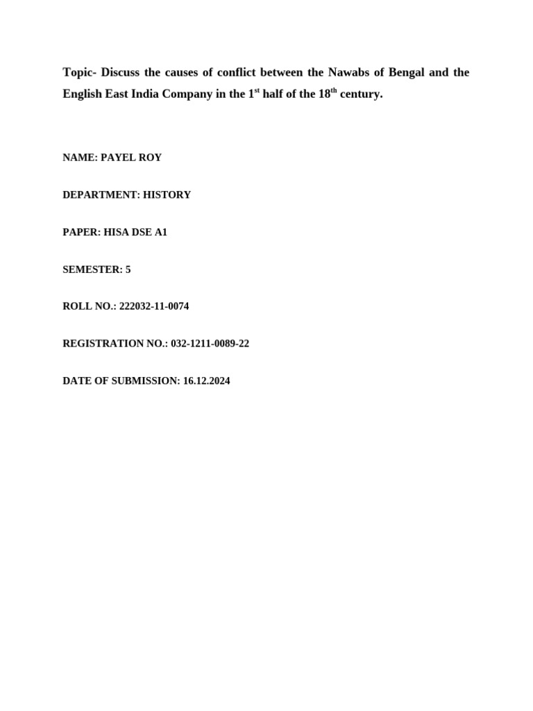 DSE A1 Bengal Term Paper | PDF