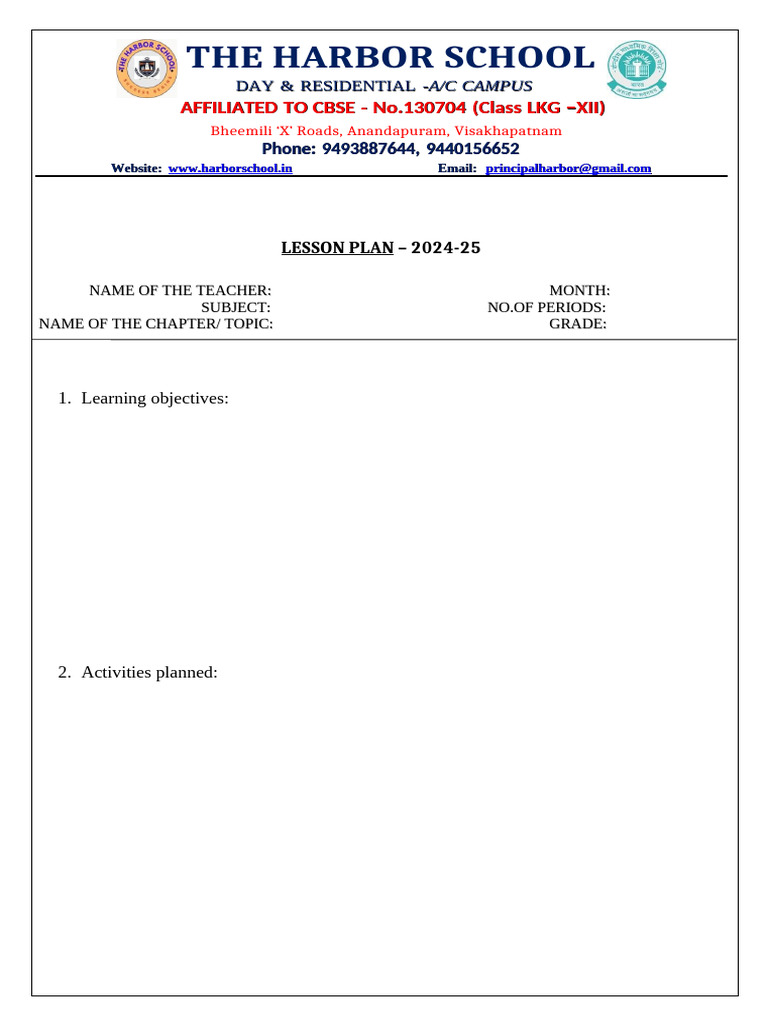 Lesson Plan - 2024-25 Modifications | PDF