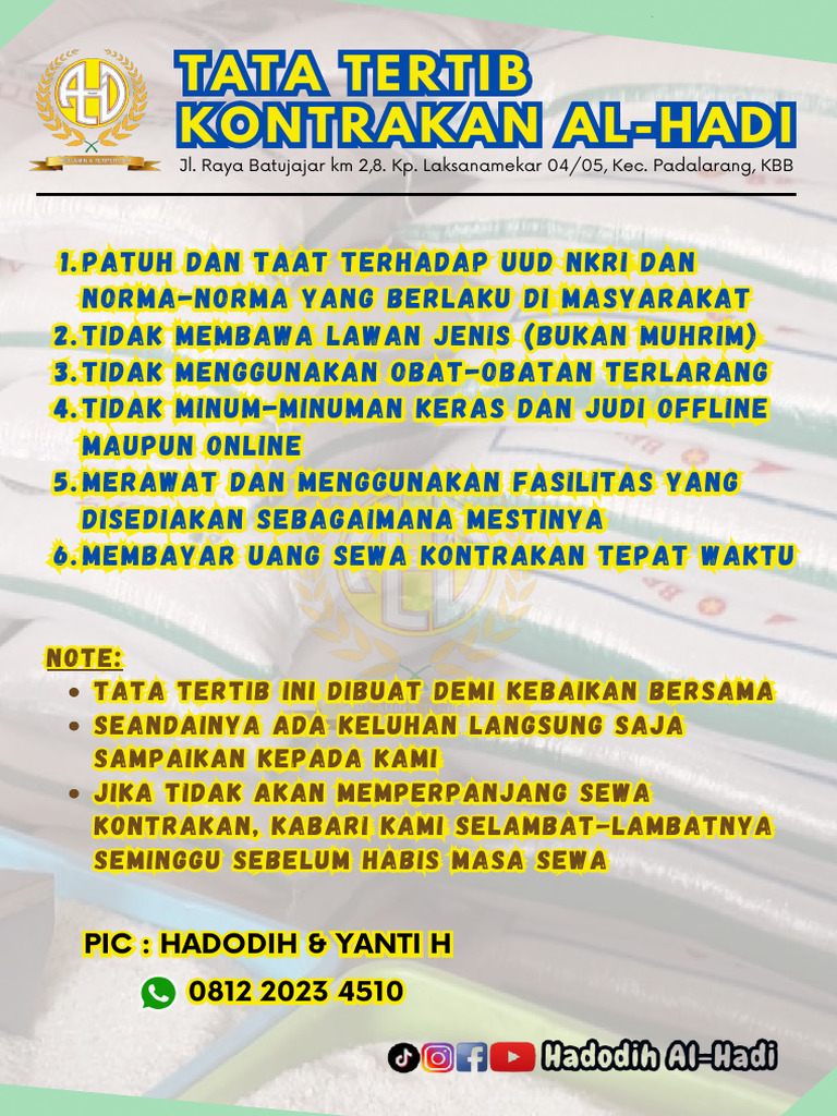 Tata Tertib Kontrakan Al-Hadi | PDF