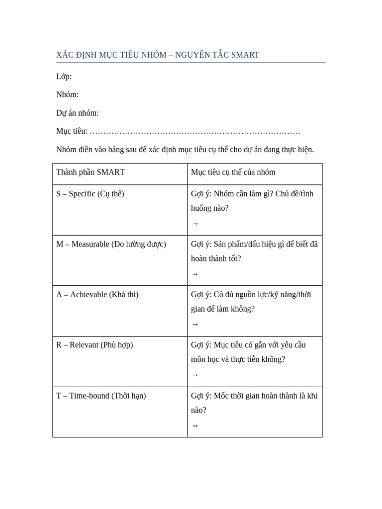Mau_Xac_Dinh_Muc_Tieu_SMART | PDF