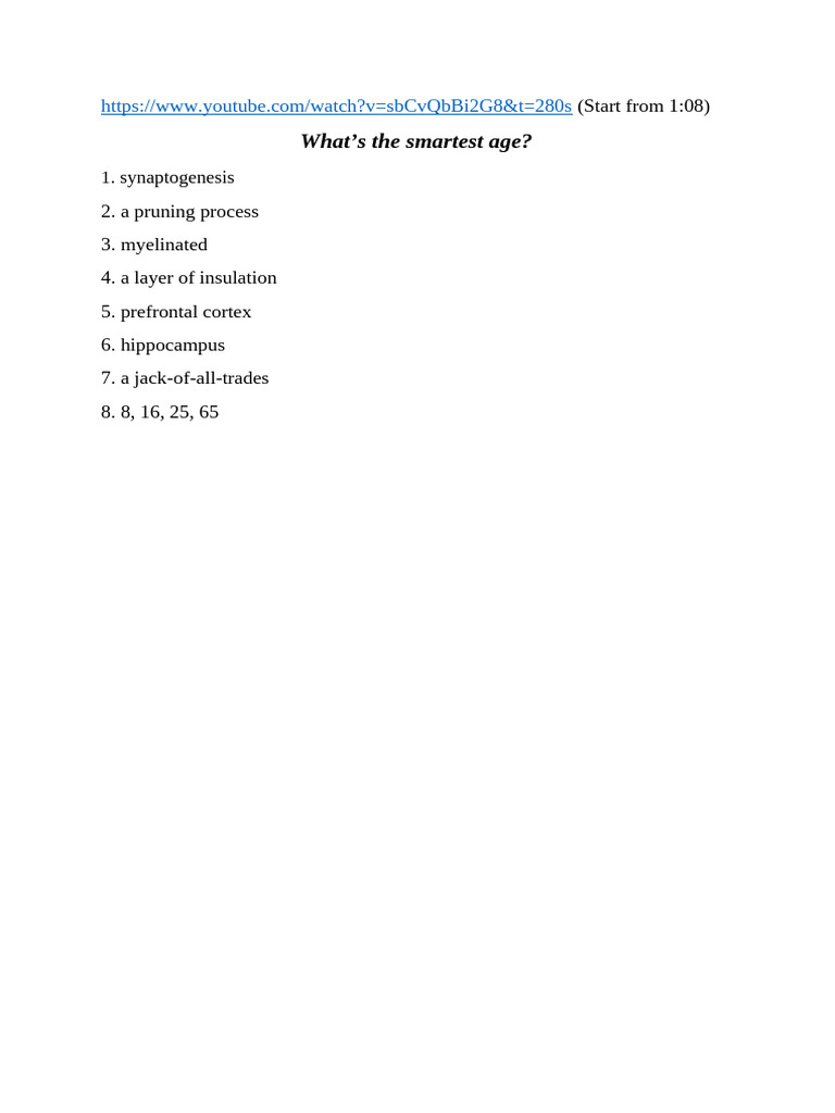 What's The Smartest Age-Answerkey | PDF