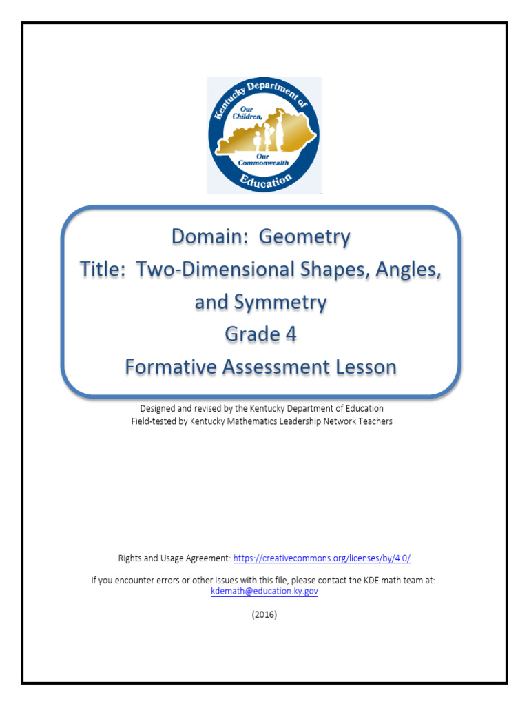 Kde Geometry Two Dimensional Shapes Angles Symmetry Grade 4v 5.0 | PDF ...