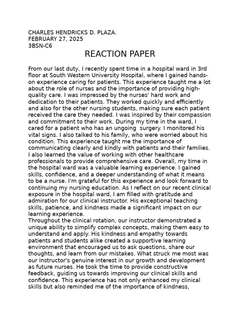 Reaction Paper | PDF
