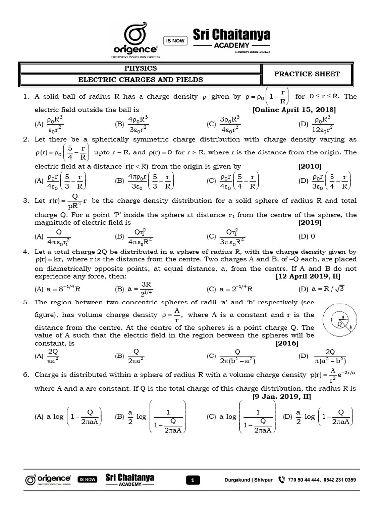 Electric Charges and Fields | PDF | Sphere | Electric Field