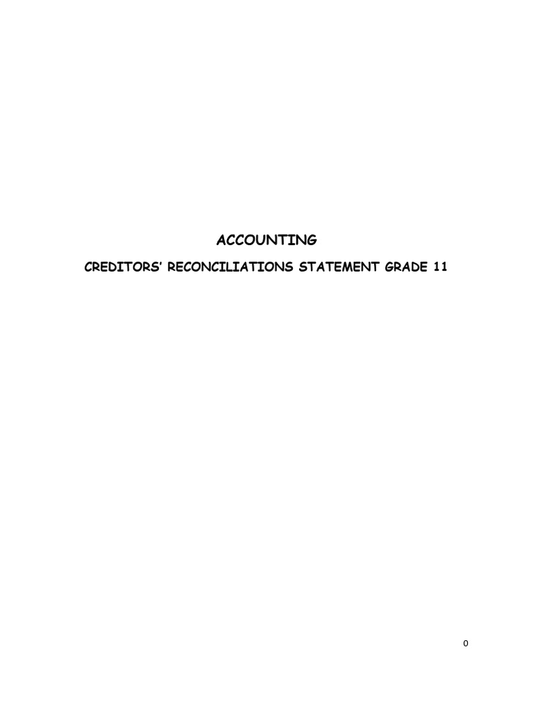 Creditors Reconciliations | PDF | Debits And Credits | Accounting