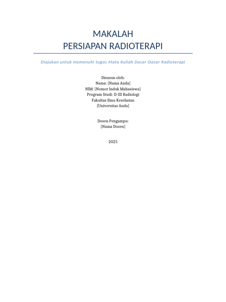 Makalah Persiapan Radioterapi | PDF