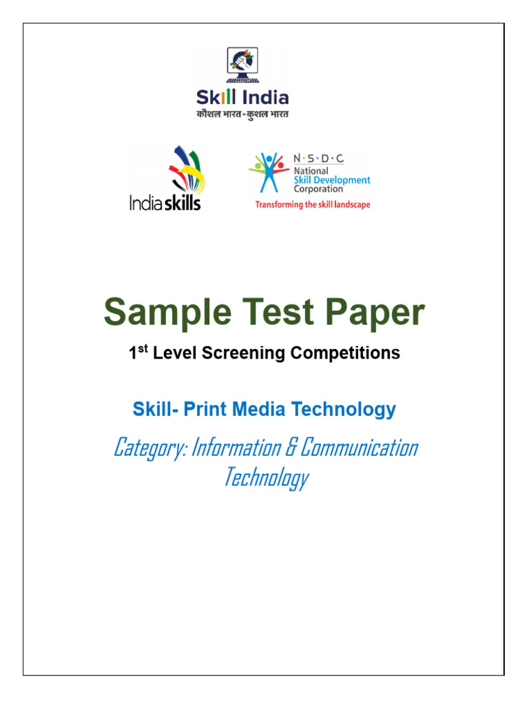 Sample Test Paper - Print - 1st Level | PDF | Typefaces | Publishing