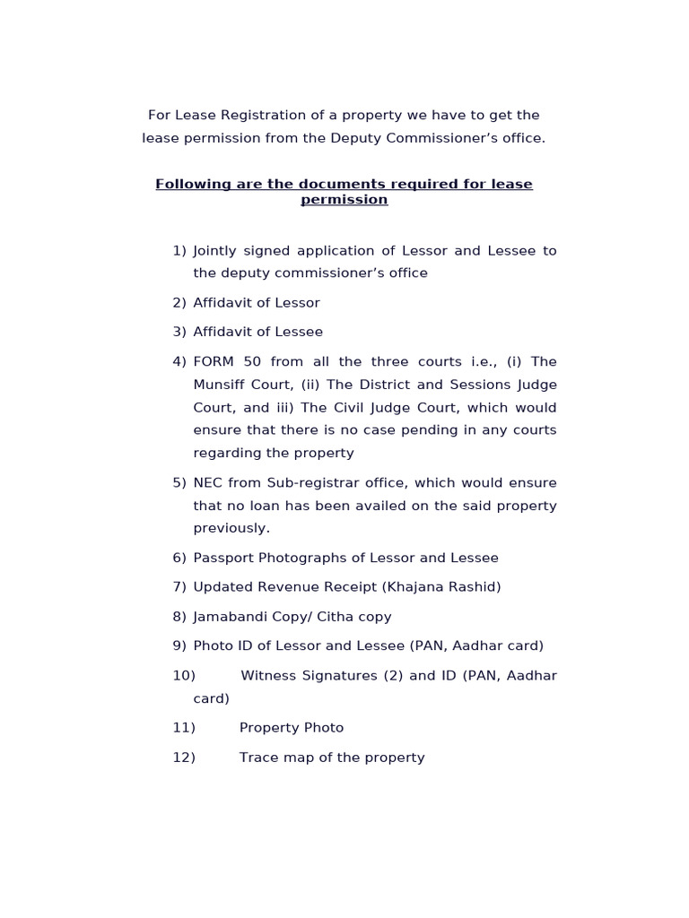 Essentials for Lease Permission | PDF