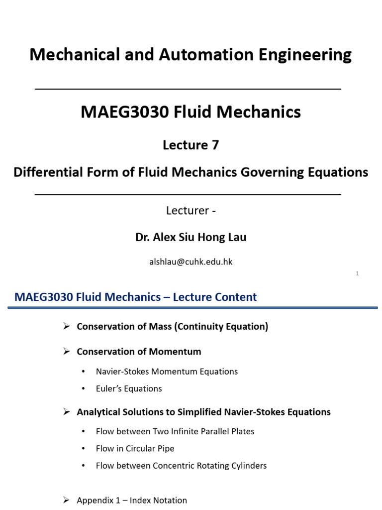 MAEG_3030_Lecture_7_Governing_Eq_Differential_Form(1) | PDF | Fluid Dynamics | Navier–Stokes ...