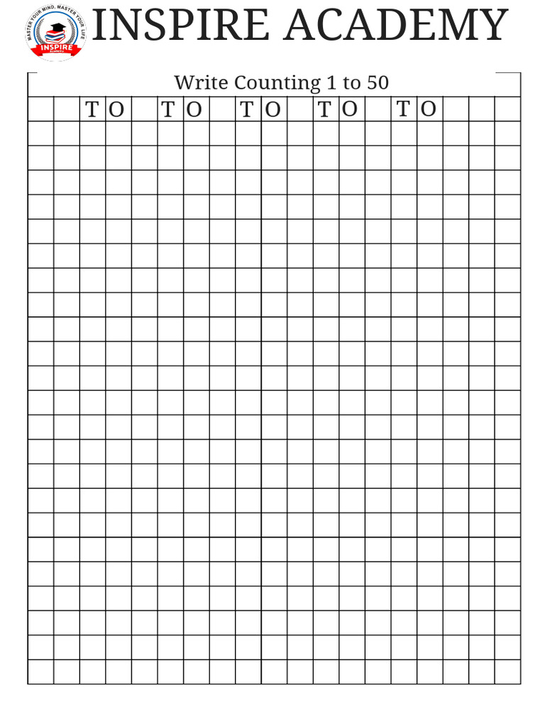 Counting from 1 to 50 Guide | PDF