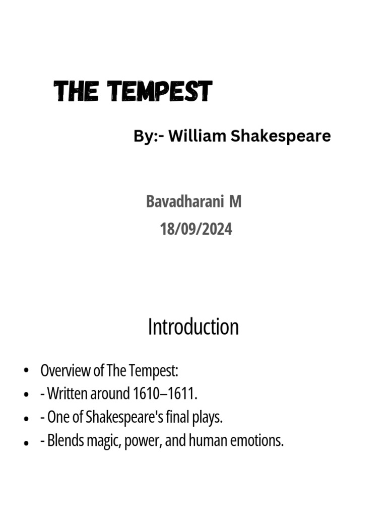 Overview of Shakespeare's The Tempest | PDF