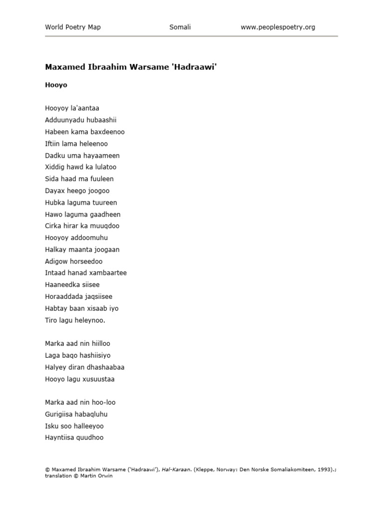 Tribute to Mother in Somali Poetry | PDF
