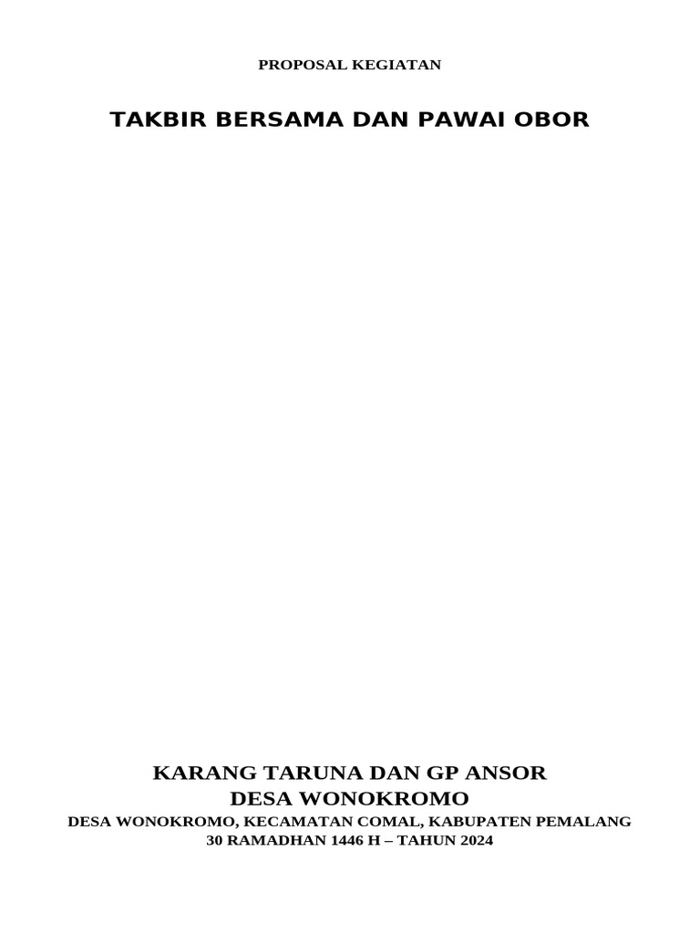 Proposal Pawai Obor Dan Takbir Keliling | PDF
