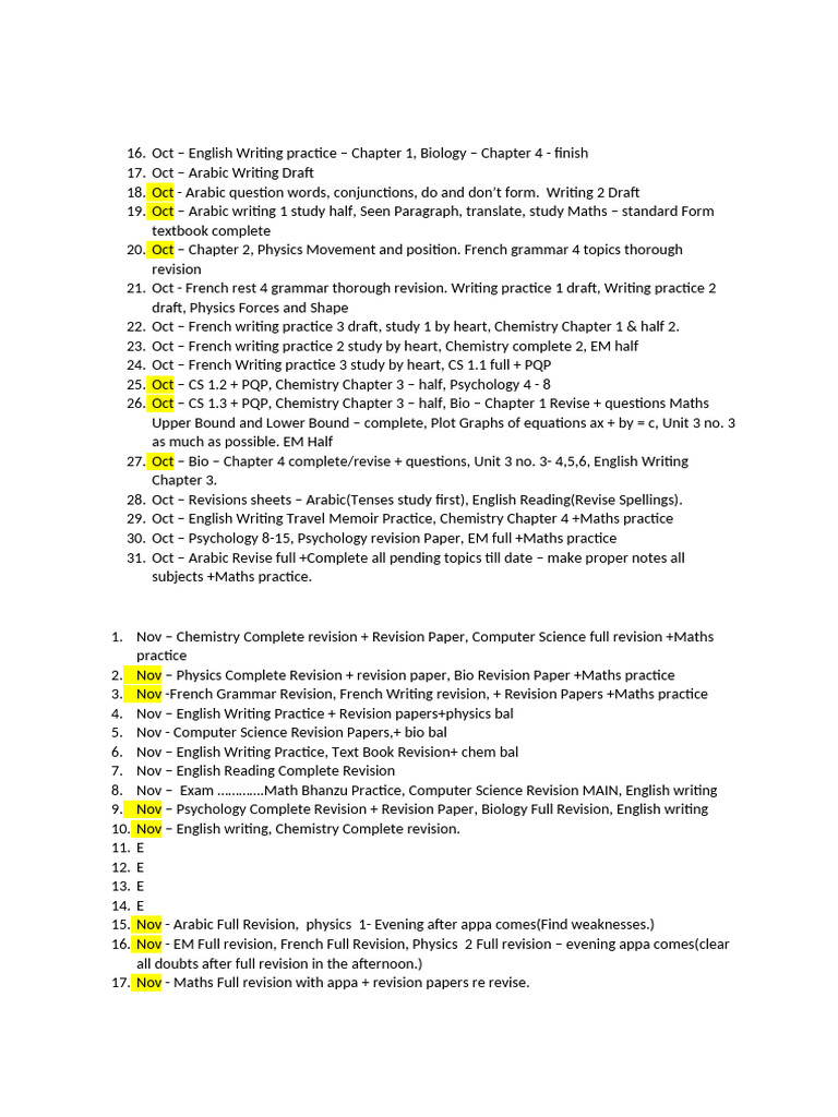 Exam Prep timetable - Copy | PDF