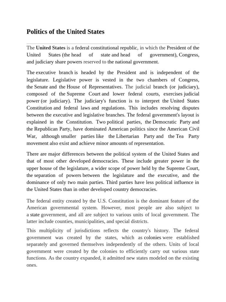 Lecture 7 Political System and Elections of The USA | PDF | Politics Of ...