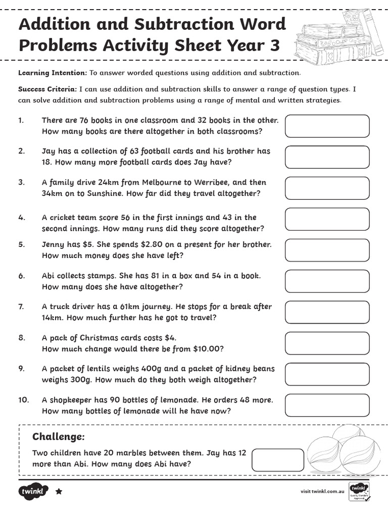 Addition and Subtraction Worksheet | PDF