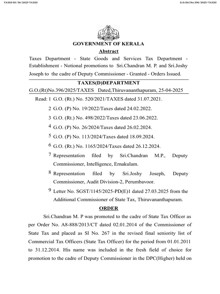 Notional Promotions for Tax Officers in Kerala | PDF | Public Law | Justice