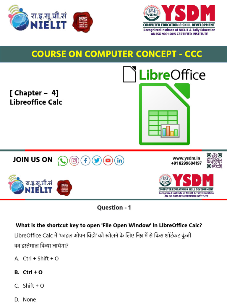 CCC MCQ Chapter-3 - LibreOfice Calc | PDF