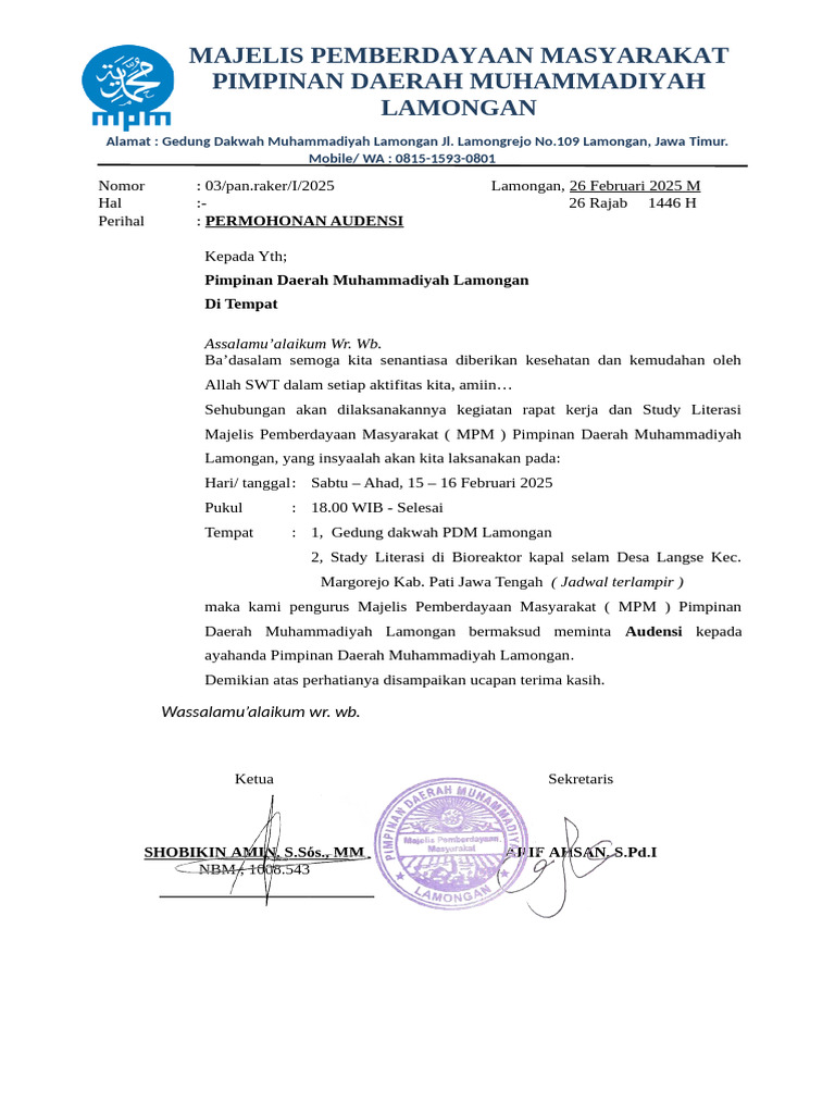 Surat Audensi PDM - Edit | PDF