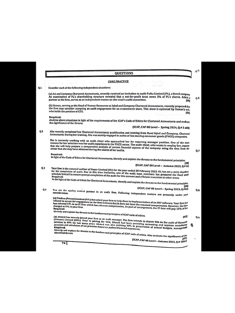 Audit Ethics Questions?? | PDF