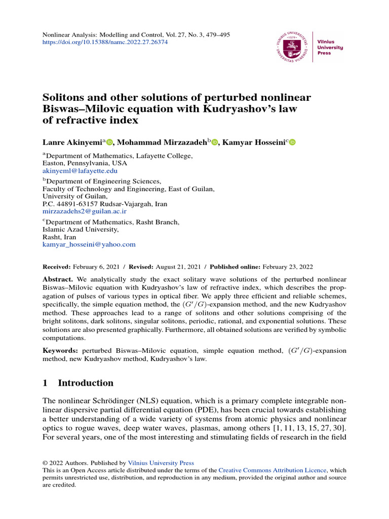 Simple Equation Method (SEM) | PDF | Soliton | Nonlinear System