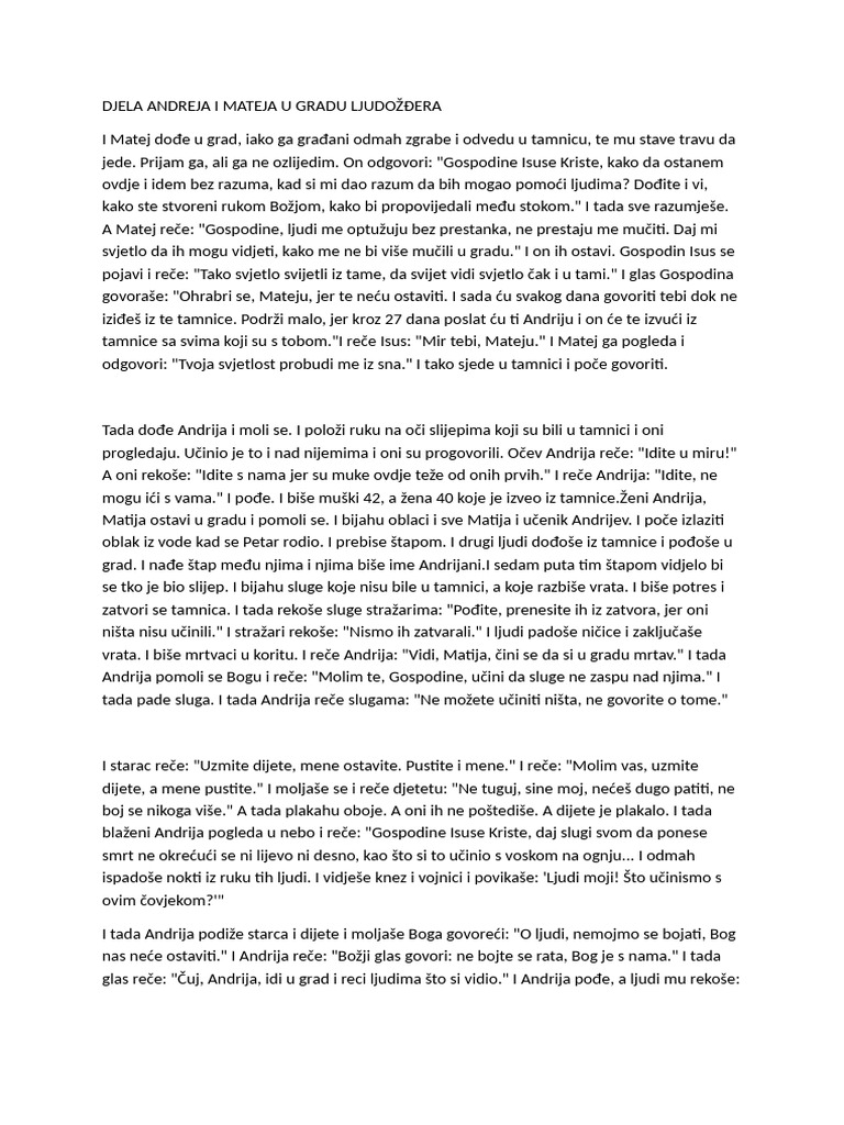 Djela Andreja I Mateja U Gradu Ljudožđera | PDF