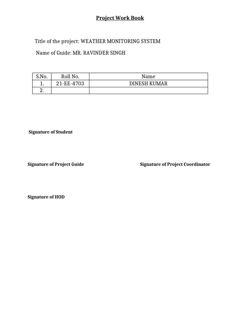 Project Work Book DV | PDF