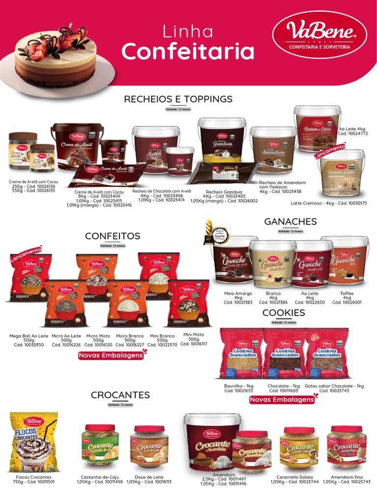 Lâmina Catálogo Confeitaria VaBene 2023 (1) | PDF | Chocolate | Culinária mesoamericana