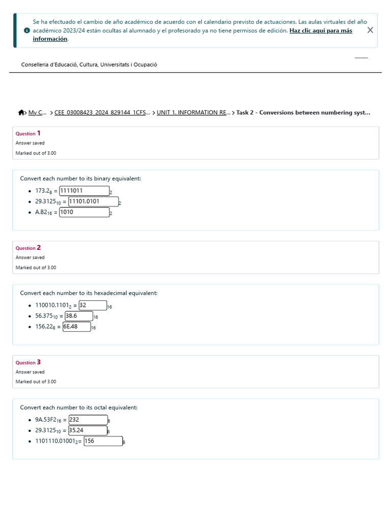 Task 2 - Conversions between numbering systems II. ASCII and Unicode ...
