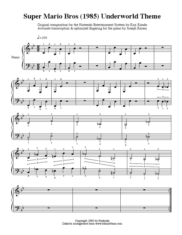 Mario Sheet Music Underworld Theme Pdf