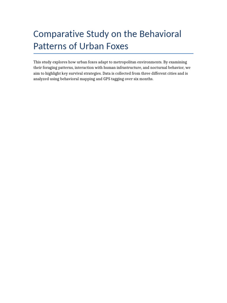 Urban Fox Behavior in Cities | PDF