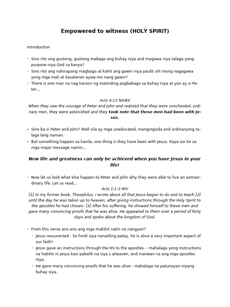 Empowerment Through the Holy Spirit | PDF | Baptism | Prayer
