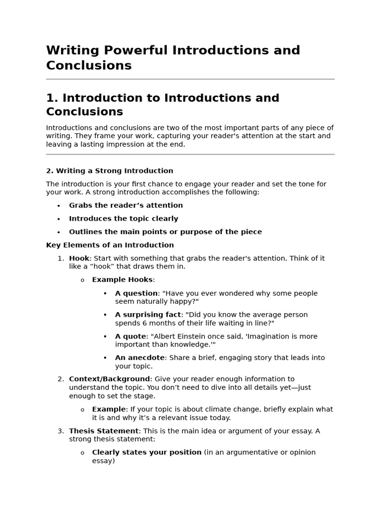 Writing Powerful Introductions and Conclusions | PDF | Essays | Adolescence