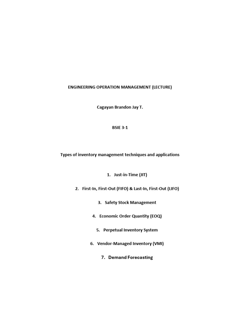 Types of inventory management techniques and applications (1) | PDF ...